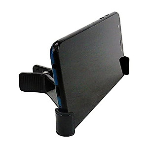 Universal Cell Phone Stand for Desk V Shape Tech Clip, Strong Spring Clamp with Soft Pad for Vertical and Horizontal Screen Viewing - Black