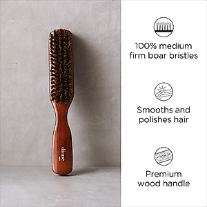 Diane Premium 100% Boar Bristle 5 Row Styling Brush for Men and Barbers, Medium-Firm Bristles for Thick Coarse Hair, Detangling, Smoothing