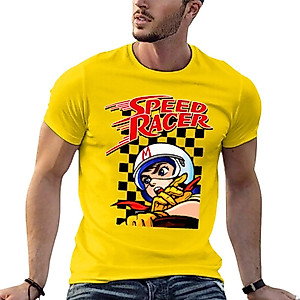 COROBAN Men's Go Speed Racer Classic Sports Tshirts Anime Tee Yellow L