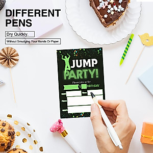 EUDOSI Jump Party Birthday Party Invitations Supplies Fill-In Set of 20 with Envelopes Trampoline Birthday Bash Invites Cards, Double Sided