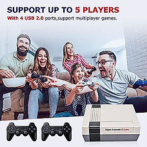 Kinhank Video Games Consoles 256G, Super Console X Cube Retro Game Console with 117000+ Classic Games, 4 USB Port,Up to 5 Players, 2 Wireless Game Controllers