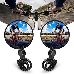 2Pack Universal Bicycle Rearview Mirrors, 360˚Rotatable Bar End Bicycle Mirrors, Wide Angle Convex Bike Bicycle Mirrors for 15-35 mm Handlebar Bikes