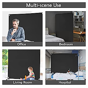 Spurgehom 6FT Single Panel Rolling Room Divider, Partition Privacy Screens with Wheels, Freestanding Fabric Room Panel, Portable Wall Divider for Office, Room,Restaurant, Hospital (Black)