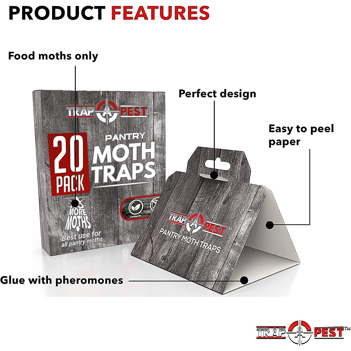 20 Pack Pantry Moth Traps - Safe and Effective for Food and Cupboard - Glue Traps with Pheromones for Pantry Moths - Trap a Pest