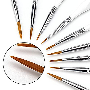 AIEX 9pcs Fine Detail Paint Brush Set Miniature Painting Brushes Kit Mini Paints Brush Set for Acrylic, Watercolor, Oil, Face, Nail, Scale Model Painting, Line Drawing(White)