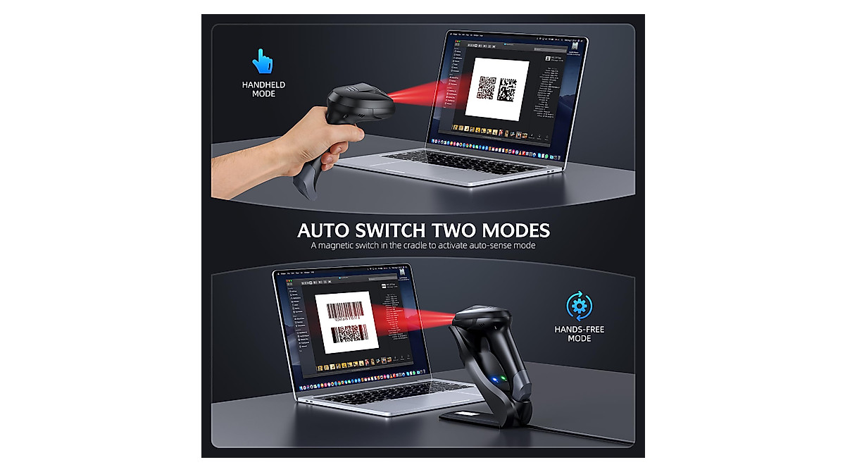 TEEMI Bluetooth 5.0 Barcode Scanner - Long Range Wireless & Fast