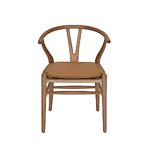 VODUR Wishbone Chair Cushion, Quality PU Filled Foam Chair Cushion Pads, Seat Cushions for Hans Wegner CH24 Y Chair (Brown)