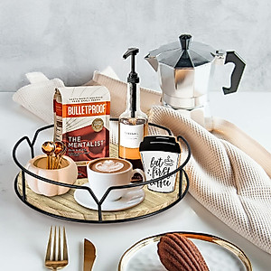 Farmhouse Lazy Susan Turntable for Cabinet,Round Serving Tray,Farmhouse Rotating Display Stand Tray for Coffee Table, for Kitchen Decor, Coffee Table Tray, Lazy Susan Cabinet Organizer