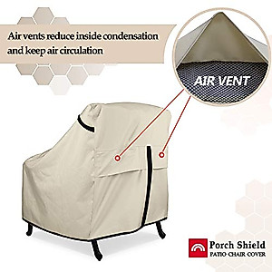 Porch Shield Patio Chair Covers - Waterproof Outdoor Lounge Deep Seat Adirondack Chair Cover 2 Pack - 34W x 37D x 36H inch, Beige