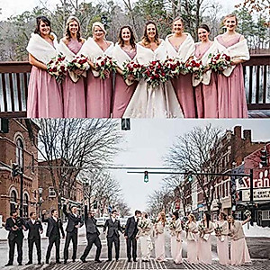 Olbye Women's Faux Fur Shawls Wraps Wedding Fur Stole Shrug Cape For Women Warm Scarf (White)