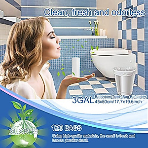 XUXRUS Bathroom Small Trash Bags 3 Gallon Garbage Bags for Home Office,Bathroom,120 Count,White,Fits 2-3 Gallon Bins (3 Gallon(120 Count))