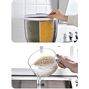Fen Yun Food Grain Storage Container,Wall-Mounted Rice Storage Tank,Waterproof Moisture-proof Separate Rotating Rice Bucket (white)