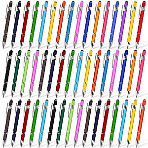 100 Pieces Stylus Pen 2 in 1 Ballpoint Pen with Stylus Tip Stylus Metal Pens Capacitive Stylus Ballpoint Pen for Touch-Screen Phone Tablet, Touchscreen Devices, Compatible with iPad iPhone Samsung