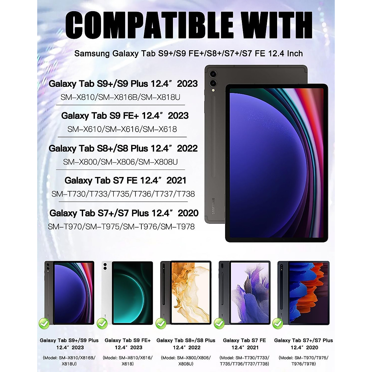UUcovers Kids Case for Galaxy Tab S9 Plus/Tab S9 FE Plus 2023/Tab S7 FE 5G 2021/Tab S8 Plus 2022/Tab S7 Plus 2020 12.4 inch with S Pen Holder/Handle Stand Cover for Tab S9 FE+/S7 FE/S9+/S8+/S7+, Rose