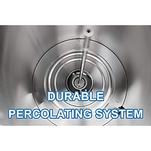 SYBO 2024 UPGRADE SR-CP-50B Commercial Grade Stainless Steel Percolate Coffee Maker Hot Water Urn for Catering, 50-Cup 8L, Silver