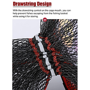 LJHU Fishing Keep Net Cage Rubber Fishing Keep Net Trap, Universal Foldable Fishing Basket Mesh, Drawstring Opening Design Fish Accessories Tool for Kayak/Minnows (Size : 2.5m x 35cm/8.2ft x 13.8in)