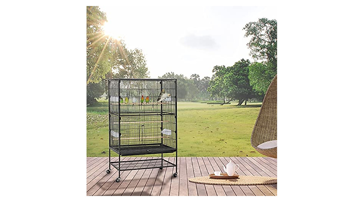 Topeakmart Wrought Iron Parrot Cage - Spacious & Durable