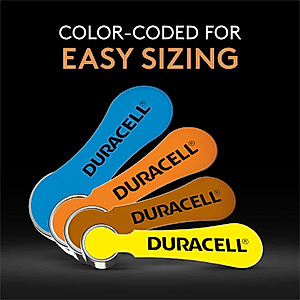 Duracell Hearing Aid Batteries Blue Size 675, 6 Count Pack, 675A Size Hearing Aid Battery With Long-lasting Power, Extra-Long EasyTab Install For Hearing Aid Devices