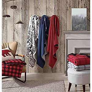 Eddie Bauer Ultra-Plush Collection Throw Blanket-Reversible Sherpa Fleece Cover, Soft & Cozy, Perfect for Bed or Couch, Red/Dark Smoke