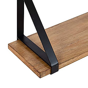 Kate and Laurel Willmann Farmhouse Wall Shelf, Set of 2, Rustic Brown Wood and Metal, Modern Wall Decor for Storage and Display