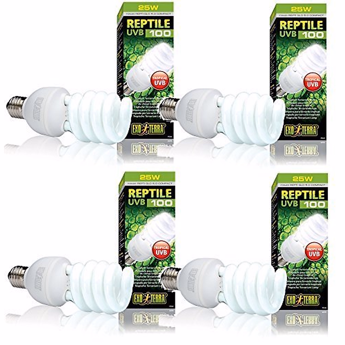 Exo Terra Repti-Glo 5.0 Compact Fluorescent Tropical Terrarium Lamps, 26-Watt (4 Pack)