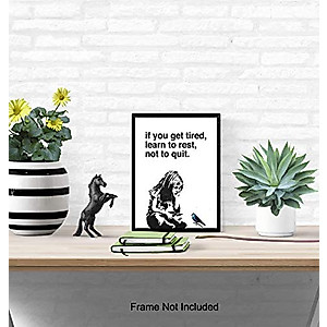 Banksy Poster Home Decor - Motivational, Inspirational Graffiti Wall Art Print - Unique Room Decorations for Office, Bedroom - Gift for Street Art, Mural Fans - 8x10 Photo Unframed - If You Get Tired
