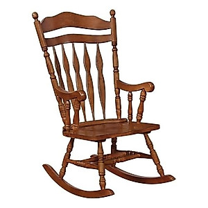 BOWERY HILL Windsor Traditional Rocking Chair in Medium Brown