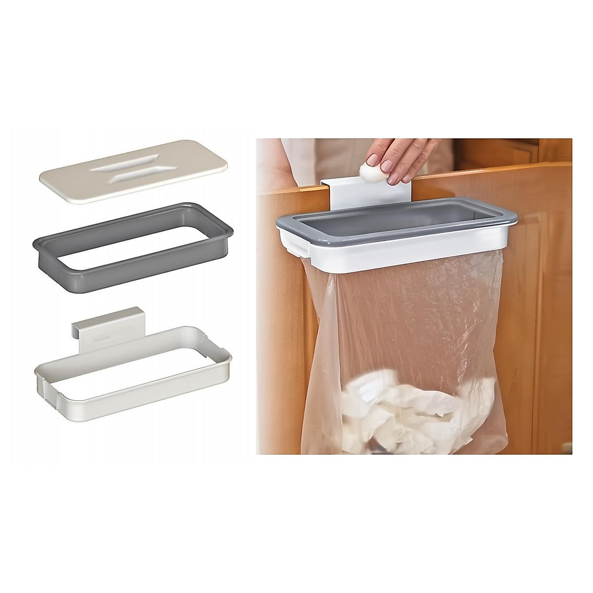 Garbage Bag Holder Kitchen Cupboard Hanging Garbage Bag Trash Can Waste Garbage Bin Rack Holder Kitchen Tools Kitchen Supplies Garbage Storage Rack Can with Lid