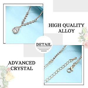 Unicra Bride Crystal Necklace Earrings Set Bridal Wedding Jewelry Sets Rhinestone Choker Necklace Prom Costume Jewelry Set for Women and Brides(Gold)