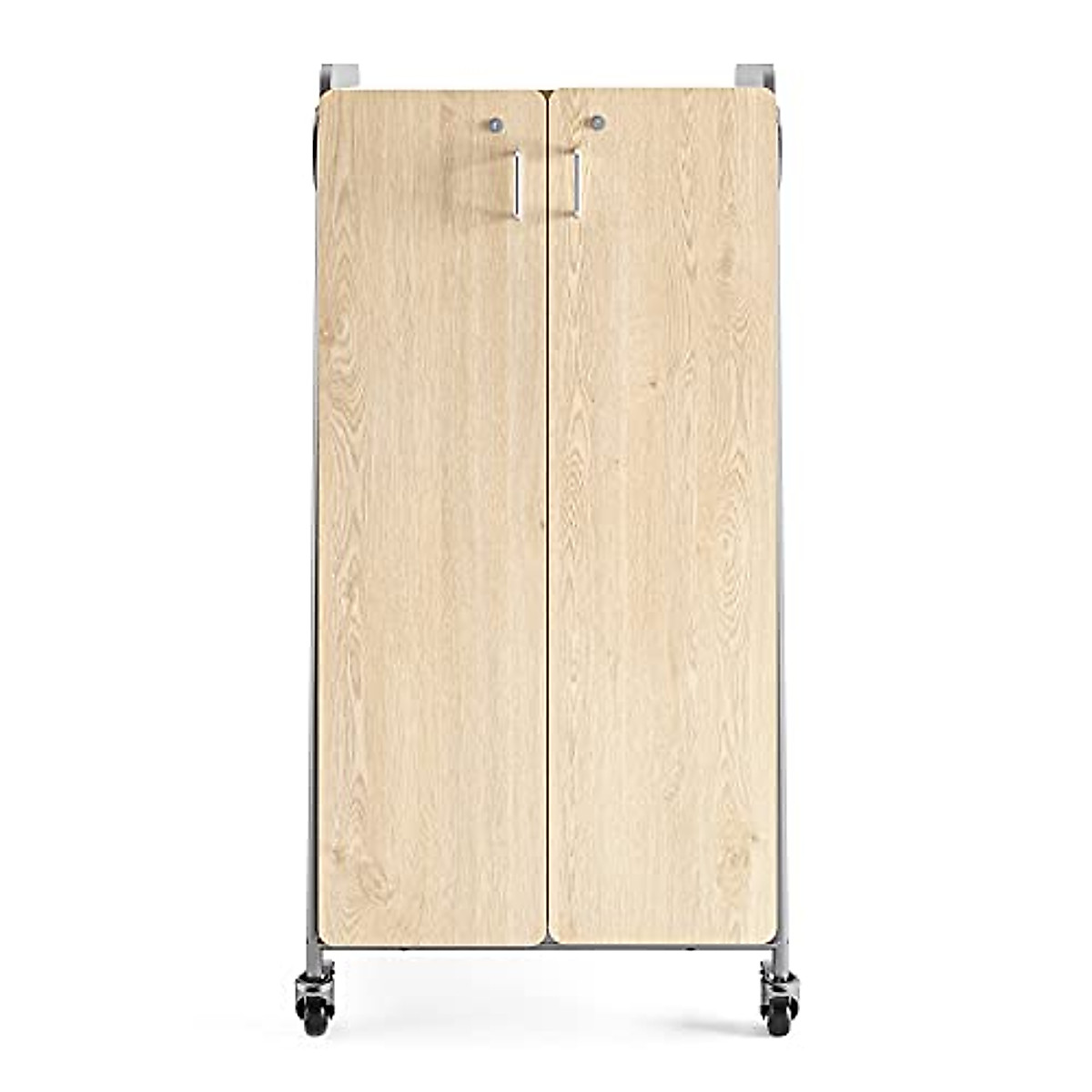 Safco Products 3935GRY Whiffle Typical 15, Double Column 14-Tote 2-Shelf Doored Rolling Storage Cart with Magnetic Dry-Erase Back, Gray, 60" H, Tall