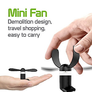 Cellet Mini Portable USB Fan Compatible with Apple iPhone 14 Pro Max Plus 13 Pro Max mini 12 Pro Max mini 11 Max XS Max Xr X 8 7 6 5 and All Other Lighting Port - Black