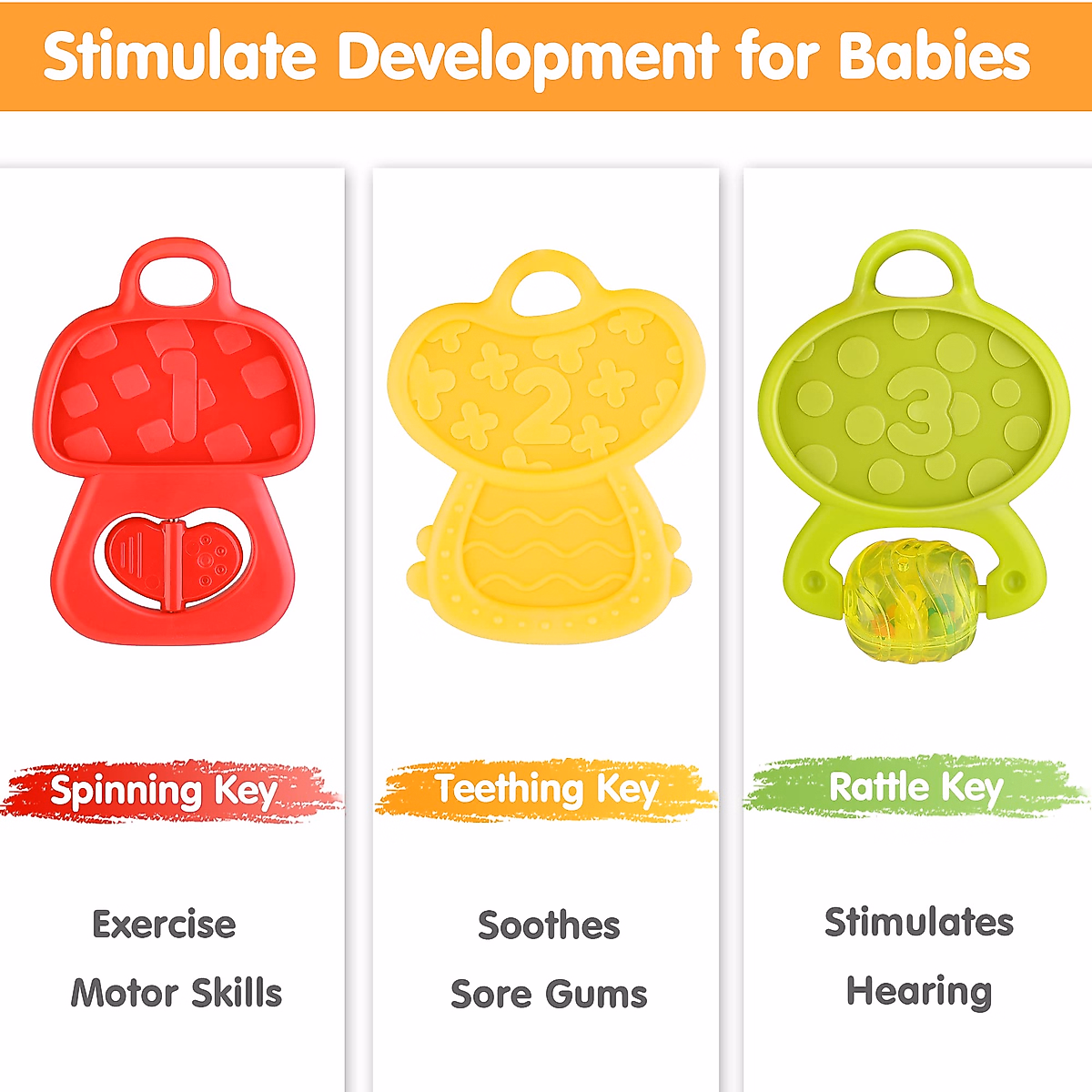 iPlay, iLearn Baby Musical Toys for 1 Year Old, Toddler Hammer Pounding Toy W/Lights and Sounds, Infant Key Sensory Teething, Learning Christmas Babies Gift for 12 18 Months 1-3 Yr Old Kid Girls Boys