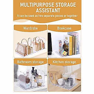 Nagobi Purse Storage Organizer for Closet, Adjustable Bag Organizer Closet, Clear Acrylic Handbag Storage Organizer Perfect for House, Bedroom, Office, Cabinets (8 Layer)