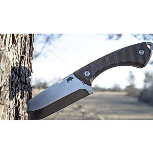 Lord & Field Frontiersman Fixed Blade Survival Knife 1095HC Steel 4.5" Satin Plain Blade - Modified Scandi Grind - Green Micarta Handle Leather Sheath & Ferro Rod