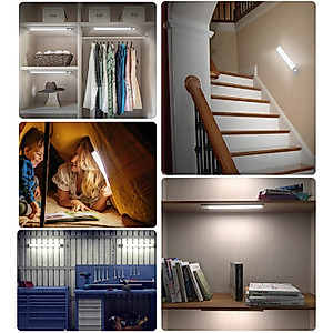 54-LED Under Cabinet Lights Wireless - Motion Sensor LED Kitchen Closet Counter Lighting with 1500mAh Rechargeable Battery & Magnetic Mount, Ideal Night Lights for Bedroom Babyroom Armoire Stair -2Pcs