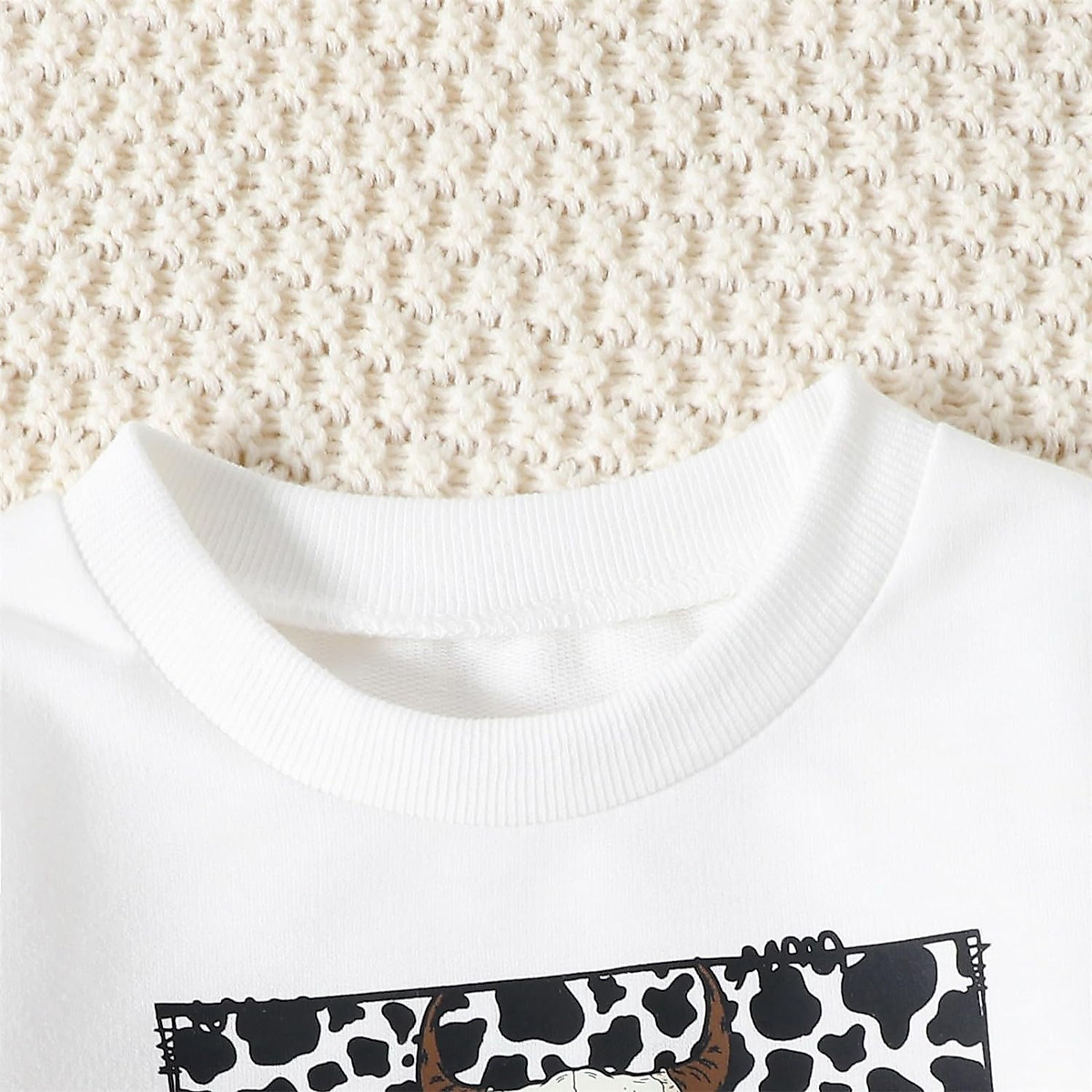 Pack Baby Swaddles Children's Clothing Autumn Western Girls Cartoon Bull Head Sweater Tassel Flared Pants Crop