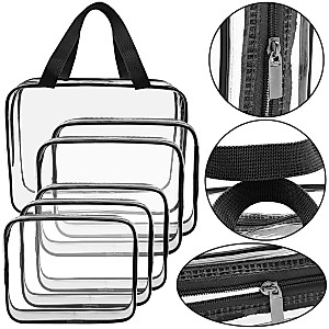 APREUTY Clear Makeup Bags, TSA Approved 6 Pcs Cosmetic Makeup Bags Set Clear PVC with Zipper Handle Portable Travel Luggage Pouch Airport Airline Vacation Organization (Clear)