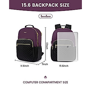 LOVEVOOK Laptop Backpack for Women, 15.6 Inch Backpack Purse, Fashion Travel Business Work Laptop Bag, Aesthetic University Nurse Backpacks, Office Dayback Computer Sport Bagpack, Purple