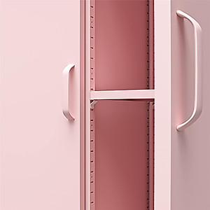 Novogratz Cache 2 Door Tall Metal Locker Style Storage Cabinet, Bashful Pink