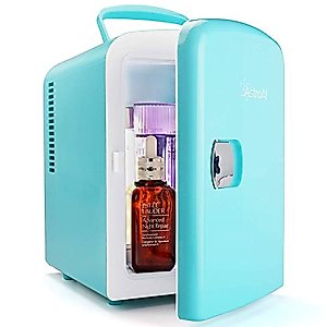 AstroAI Mini Fridge 4 Liter/6 Can AC/DC Portable Thermoelectric Cooler and Warmer for Skincare, Breast Milk, Foods, Medications, Bedroom and Travel, Teal (Renewed)