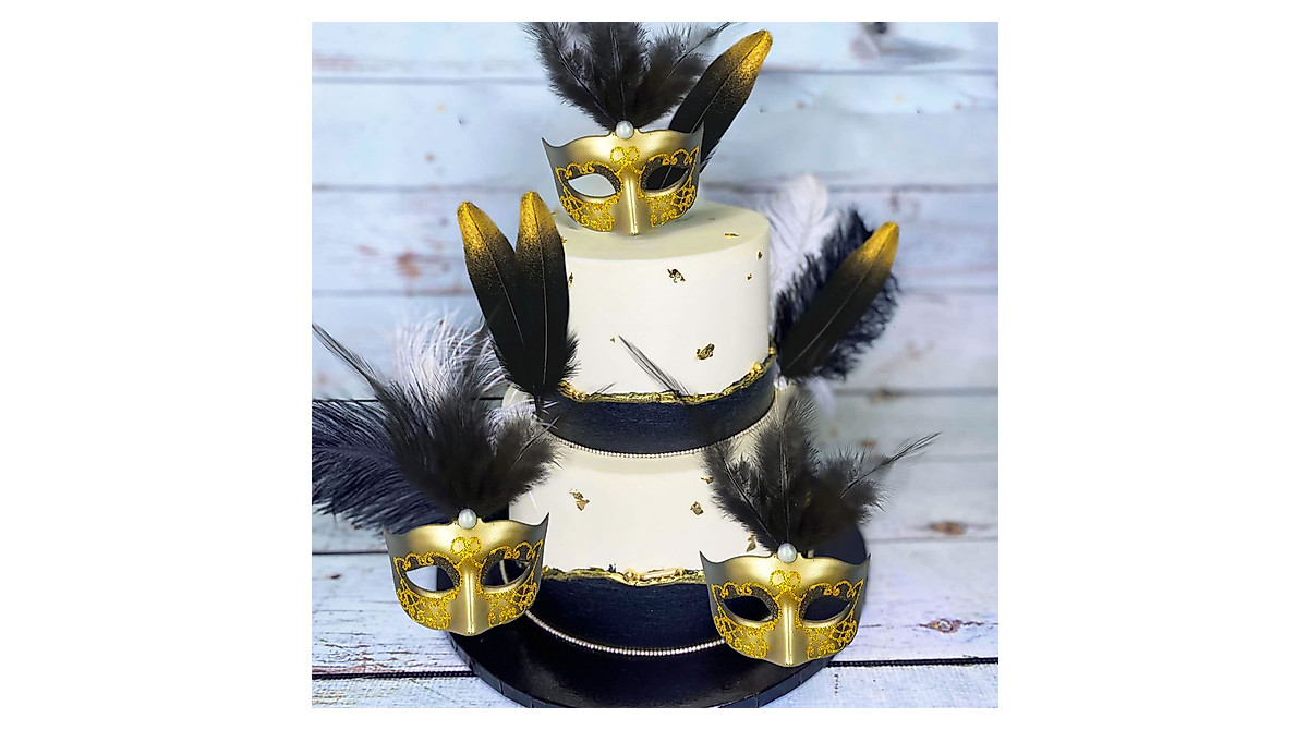 JeVenis Art Deco Cake Mask Decor - Perfect for Gatsby & Mask Parties