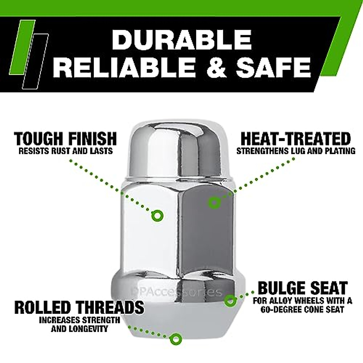 DPAccessories M12x1.5 Lug Nuts Chrome - Closed-End Acorn Lug Nuts - Aftermarket Wheel Lug Nuts 12x1.5-19 mm Hex M12-1.50 Lug Nuts - Chrome Lug Nuts - Set of 20 - D3116-HT-2305/20