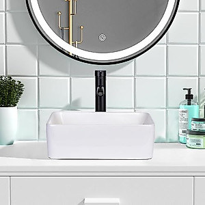 KGAR Ceramic Vessel Sink Rectangle Bathroom Sink Above Counter 16'' x 12'' Porcelain Sink Bowl, White