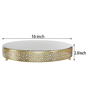 FEICTPOX Cake Stand, Metal Round Cupcake Dessert Stand Cake Display Holder Cookies Fruit Serving Tray Decor for Wedding Party Birthday Baby Showers Anniversary,Gold 16"