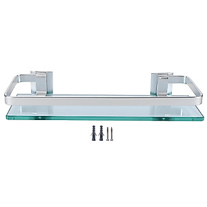 Hilitand Bathroom Rack, Aluminum Shelf Tempered Thickened Glass Bathroom Toilet Glass Storage Organizer Rack Wall Mounted with Screws for, Shower Caddies