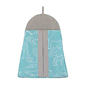 NoJo Dreamer Modern Safari Blue 8 Piece Nursery Crib Bedding Set, Turquoise/Grey