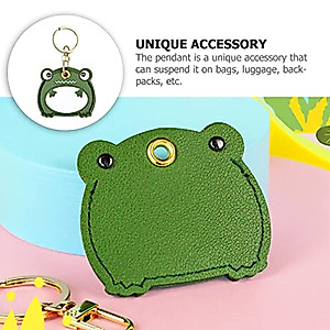 Generic Frog Keychain Frog Keychain Compatible for AirTag Keychain:Leather Tracker Cover Cute Cartoon Frog Shaped Air-Tag Holder Anti-Lost Tracker Shell for Women Key Fob Keychain Key Fob Keychain