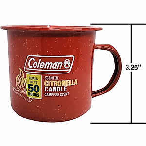 Coleman Scented Outdoor Citronella Candle in Tin Mug, Campfire Scented Rustic Outdoor Camping Candle, Up to 50h Burn Time