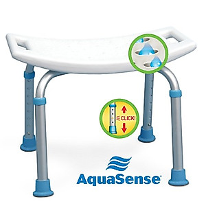 AquaSense Adjustable Non-Slip Bath & Shower Stool for Inside Shower, 20.08 x 12.2 x 14.17 Inch, White, (770-500)