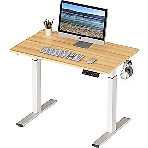 SHW Memory Preset Electric Height Adjustable Standing Desk, 40 x 24 Inches, Oak